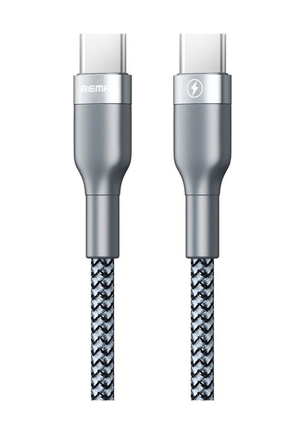 Кабель Remax Rc-010 Silver Type-C – Type-C: быстрая зарядка 3 А, скорость передачи данных 480 Мбит/с, оплётка из нетканого материала, поддержка нескольких устройств