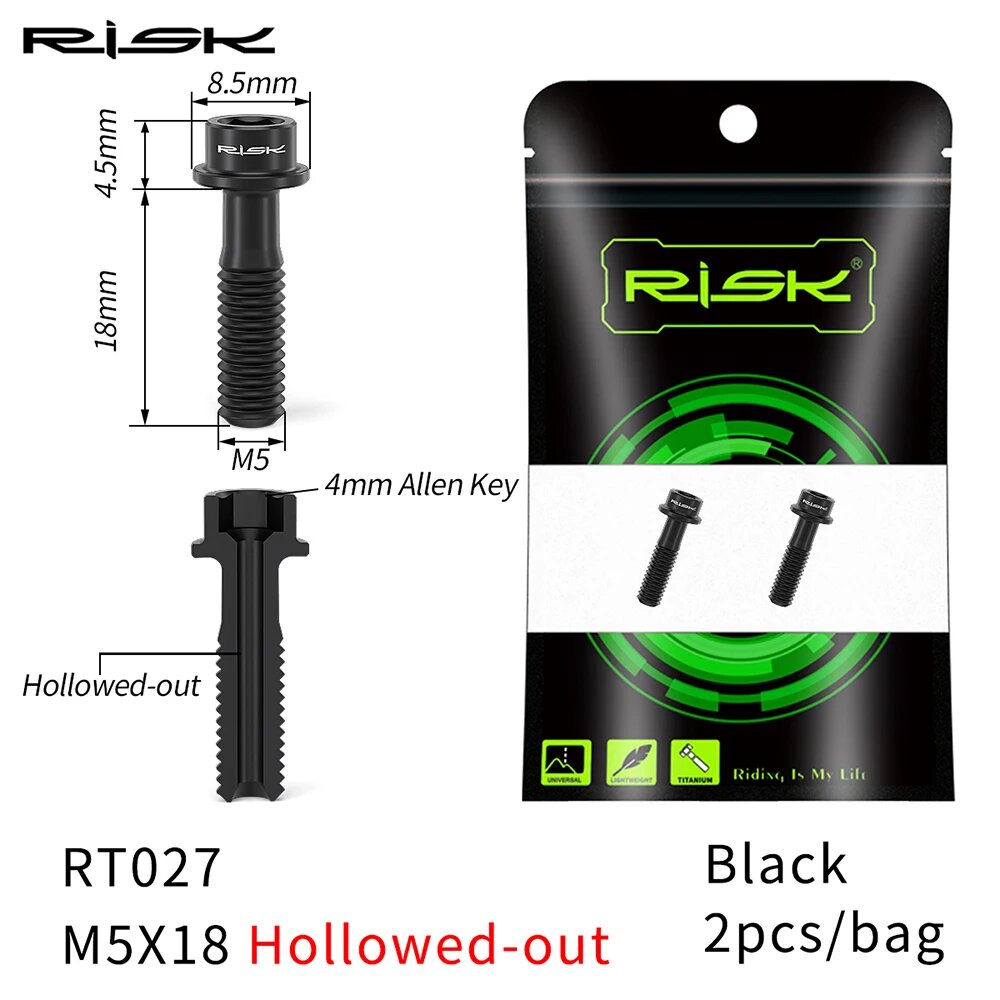 RISK Титановые болты для выноса руля M5*18 мм 2/6 шт. 2pcs-1SetBlack-SL