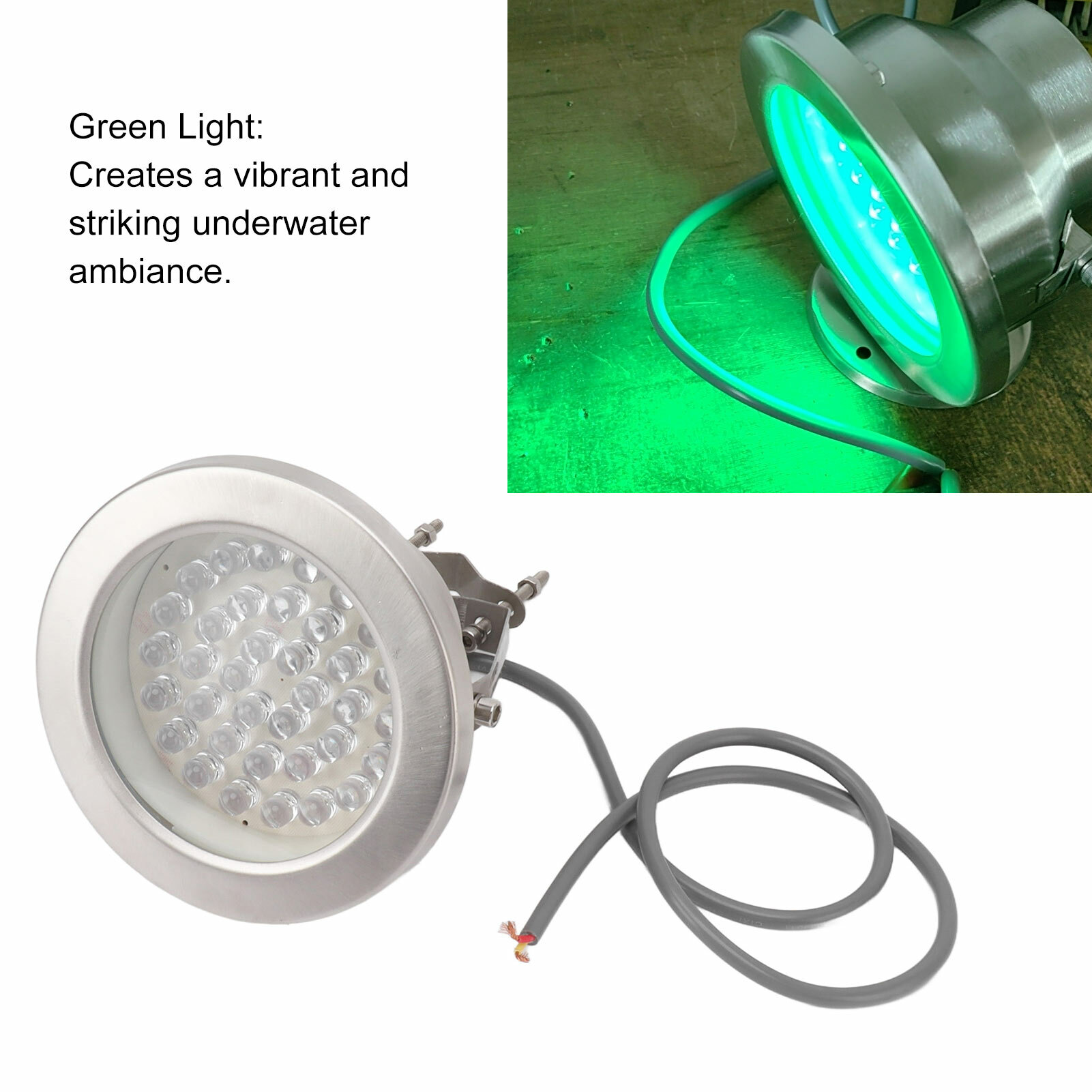 Фонтанные фонари 5 Вт, 24 В, светодиодные погружные фонари, зеленое освещение, 36 бусин, корпус из нержавеющей стали, водонепроницаемые подводные фонари