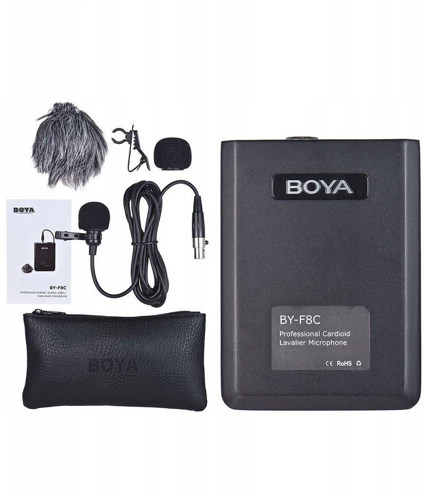 Микрофон проводной BOYA BY-F8C, разъем: XLR 3 pin (M), черный