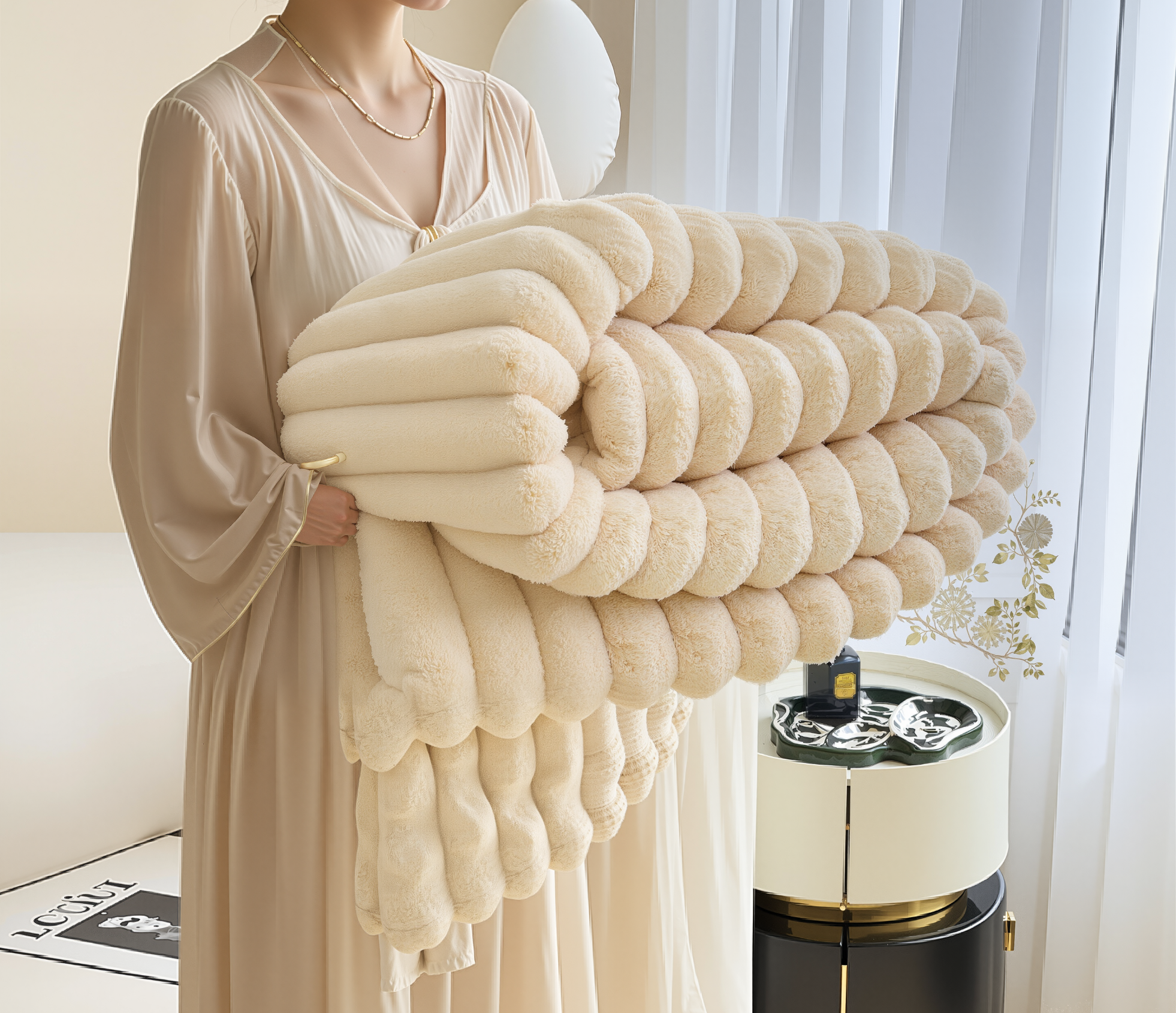 Плед, для дивана, мягкий, плюшевый, белый, 200x230см, ультрастеп