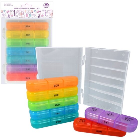 Таблетница Мультидом "24/7" 7 шт, 15.5х12х4 см (VL17-176)