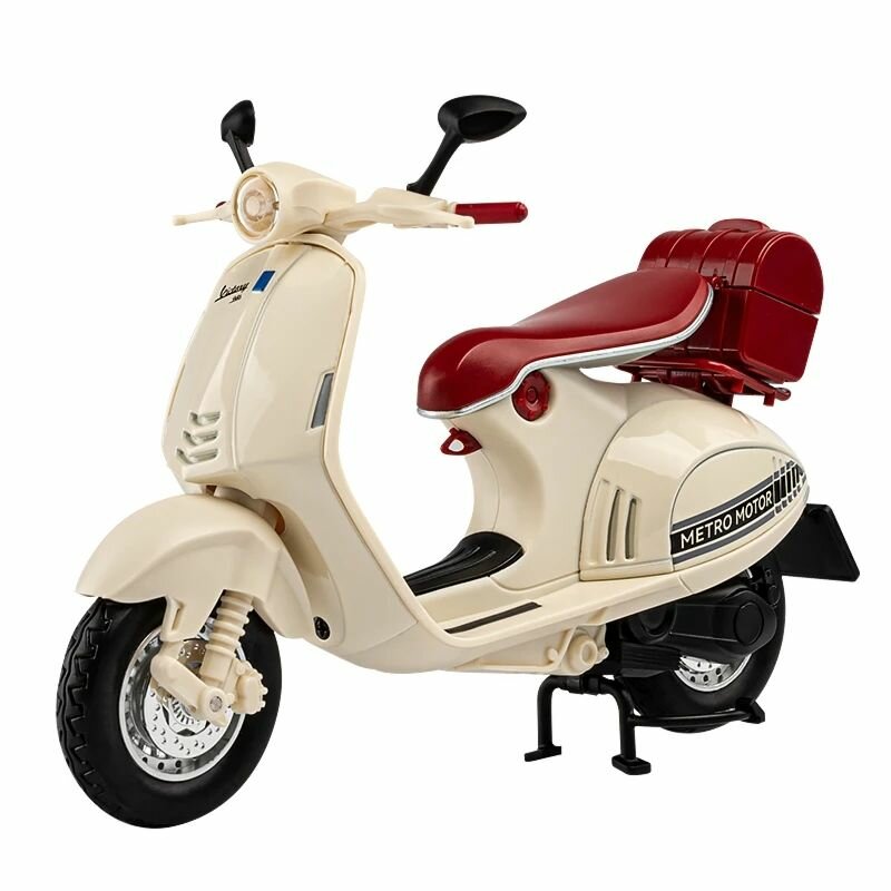 Игрушечный скутер Vespa 946 Dragon, масштаб 1:12, литая модель мотоцикла из сплава, со звуком, коллекционный подарок