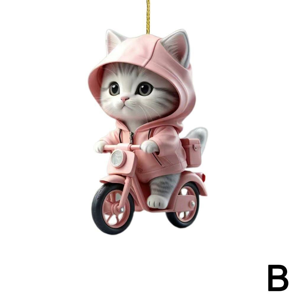 Подвесной автомобильный кулон, украшение для зеркала заднего вида, компактный акриловый орнамент в форме кошки, милые кошки, декор интерьера