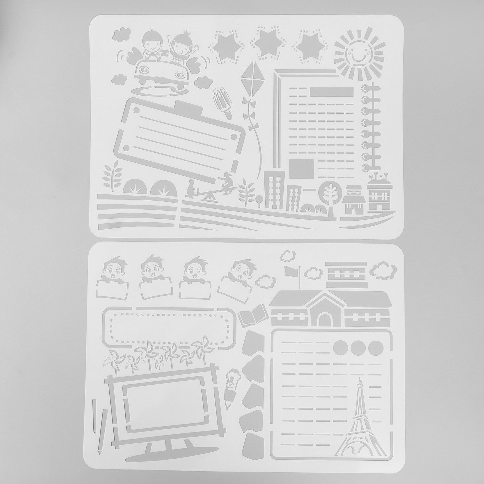 Трафарет "Познавая мир", со строчками набор 6 шт, 27x38.5 см