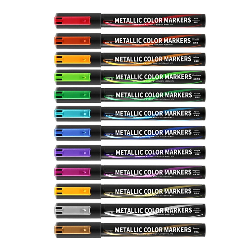 Упаковка из 12 металлических маркеров-кистей для изготовления карт, набор металлических маркеров