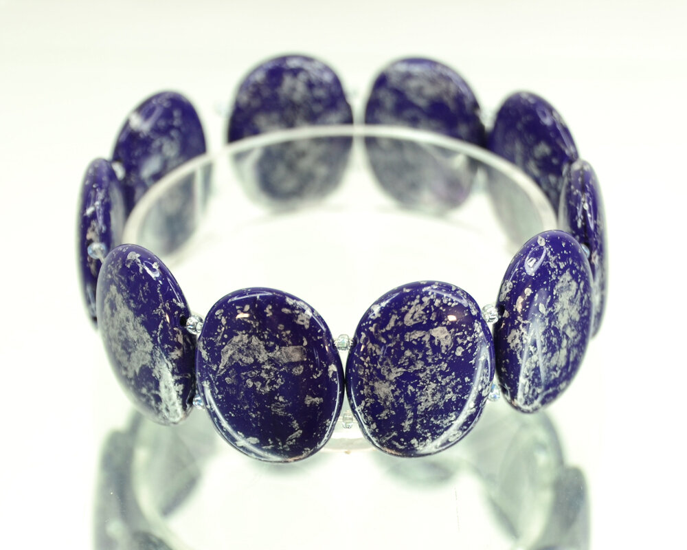 Браслет, бисер, богемское стекло, стекло, хрусталь