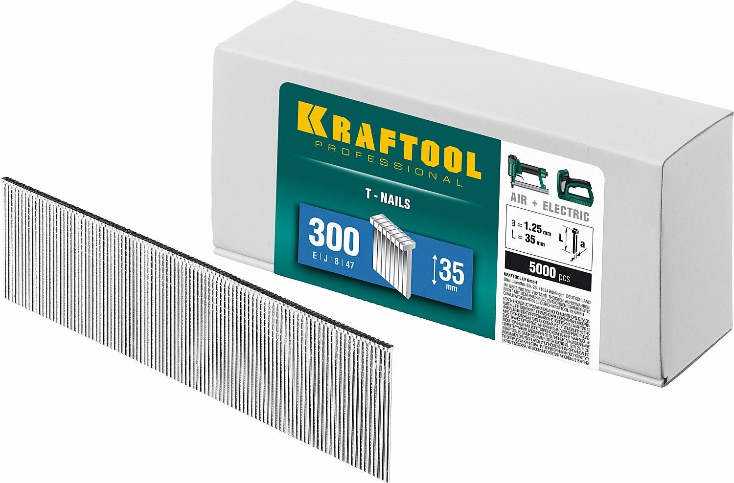 Набор гвоздей KRAFTOOL тип 300, 47/J/ F, длина 35 мм, калибр 18GA, 5000 шт