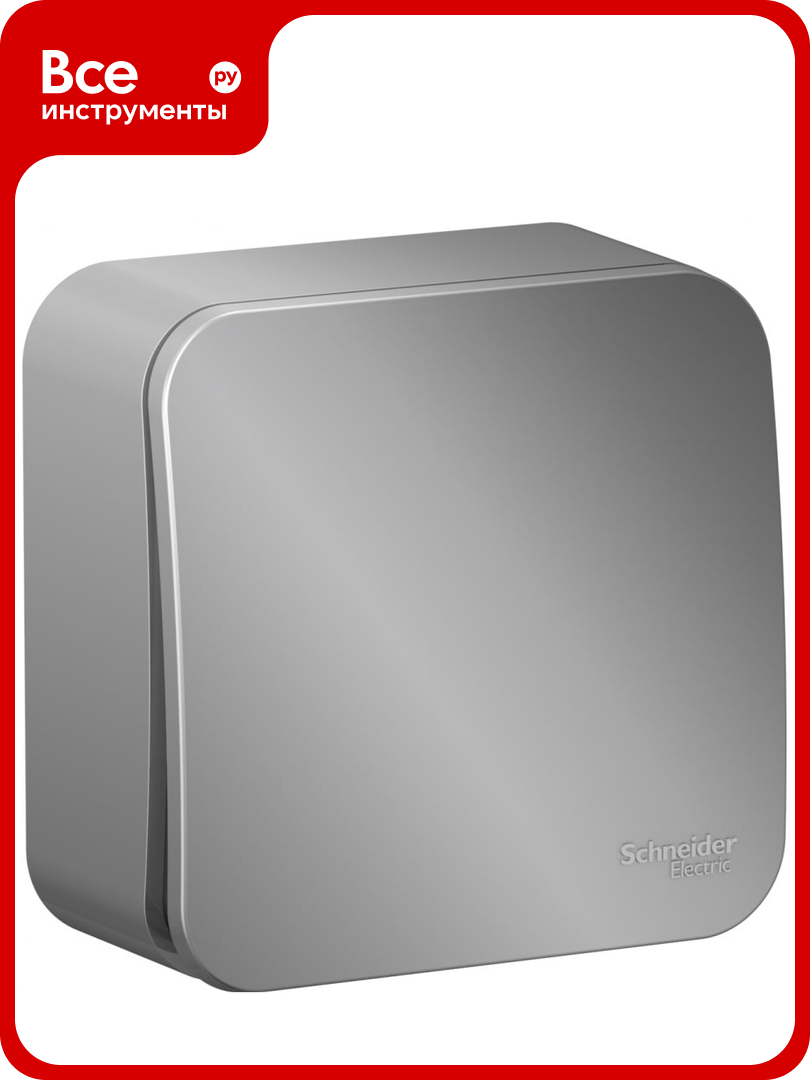 1-клавишный выключатель Systeme Electric открытой проводки Blanca 10А IP20 1 250В алюминий BLNVA101013, для сетей