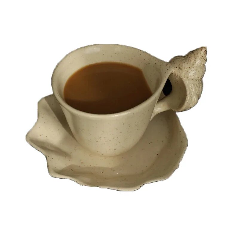 Керамическая кофейная чашка и тарелки, набор, ручной работы