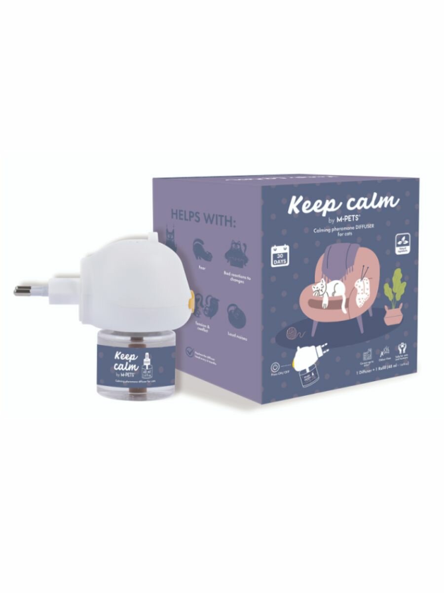 M-Pets KEEP CALM успокаивающий феромон для кошек, флакон 48мл +диффузор