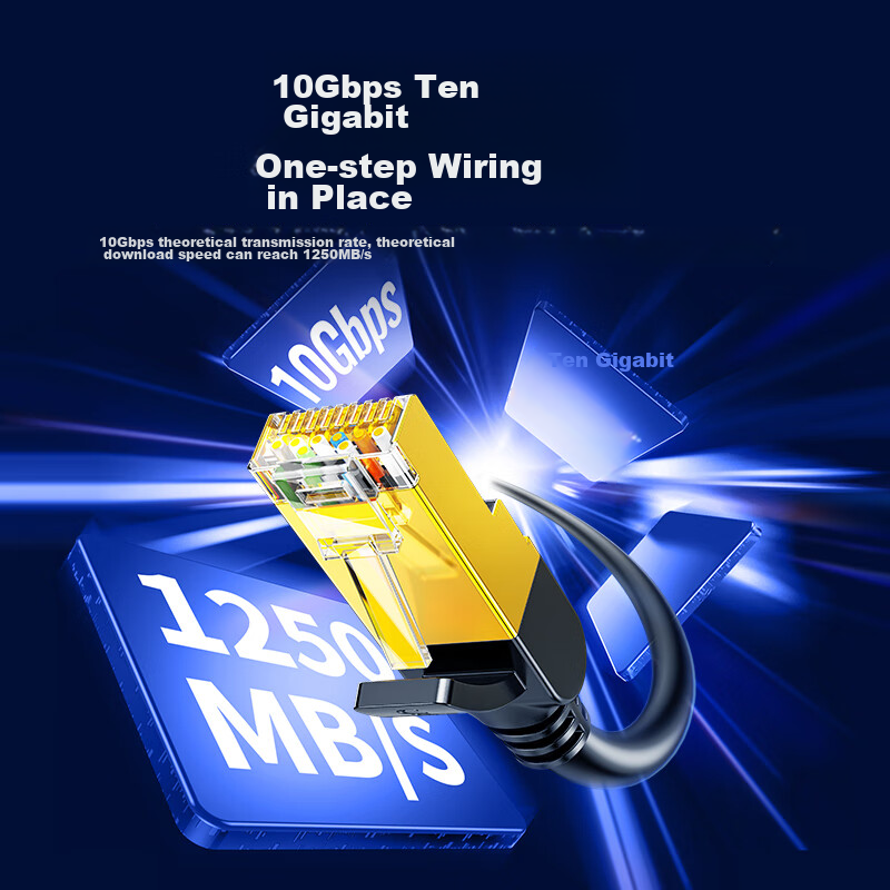 Lulian Cat7 Ethernet Cable, Pure Copper, Double-Shielded 8-Core Twisted Pair, 10 Gigabit Network Cable, Compatible with 2.5G for Computer, Broadband, Home Use, 10 Meters, 11273