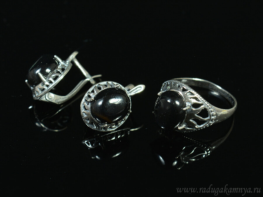 Комплект бижутерии: кольцо, агат