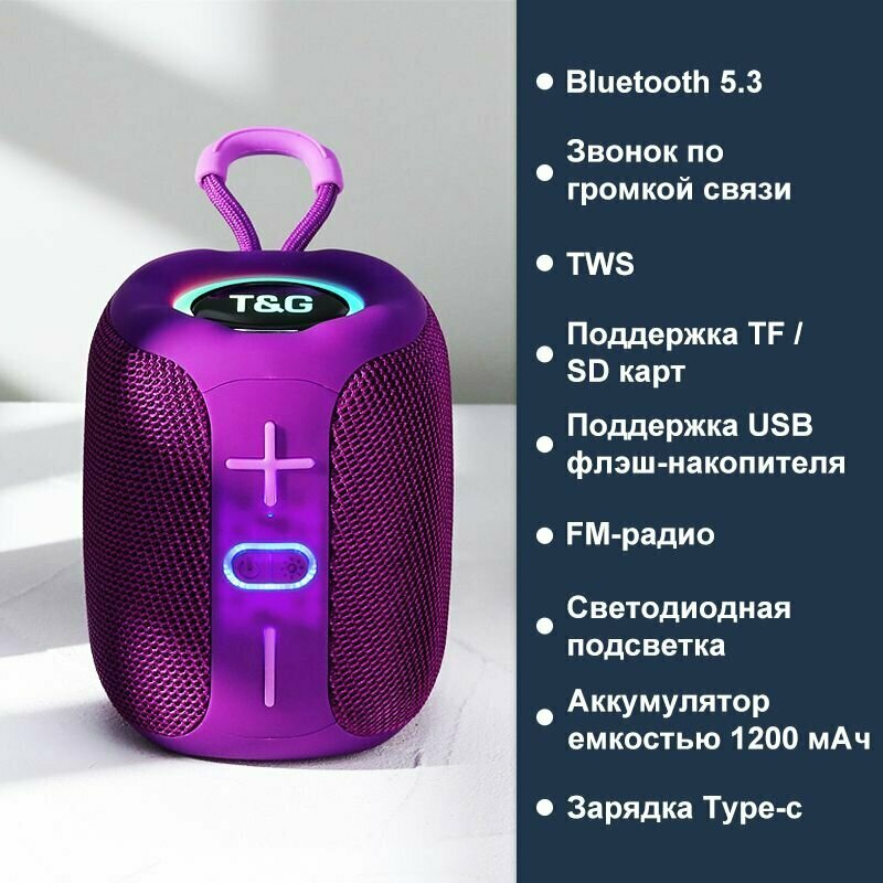 Портативная Bluetooth-колонка наружные мини-колонки TWS сабвуфер с поддержкой Bluetooth -вызова FM-радио, USB и SD-карт подключи и играй