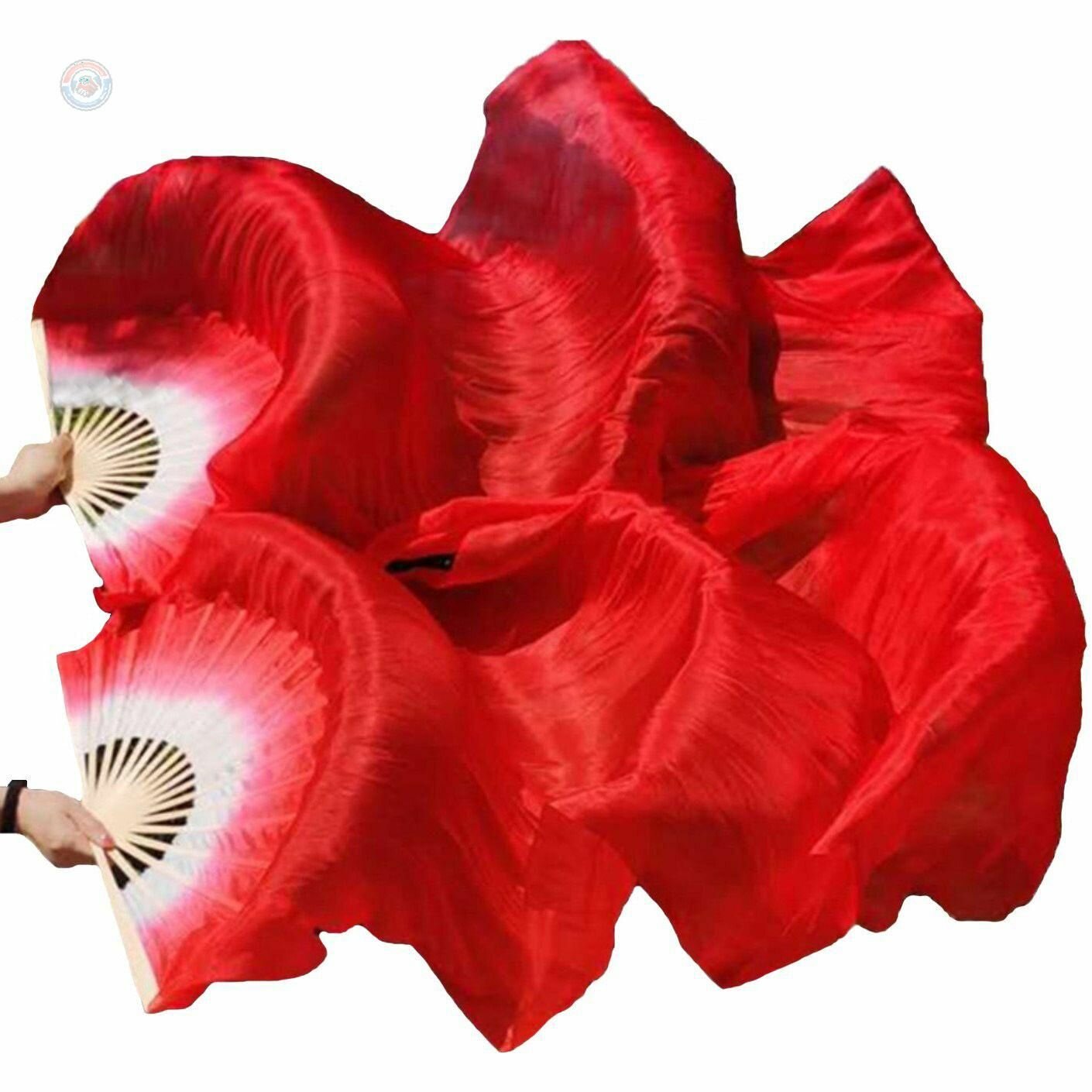 Легкий танцевальный веер из искусственного шелка с бамбуковым каркасом для восточных танцев и гимнастики на сцену