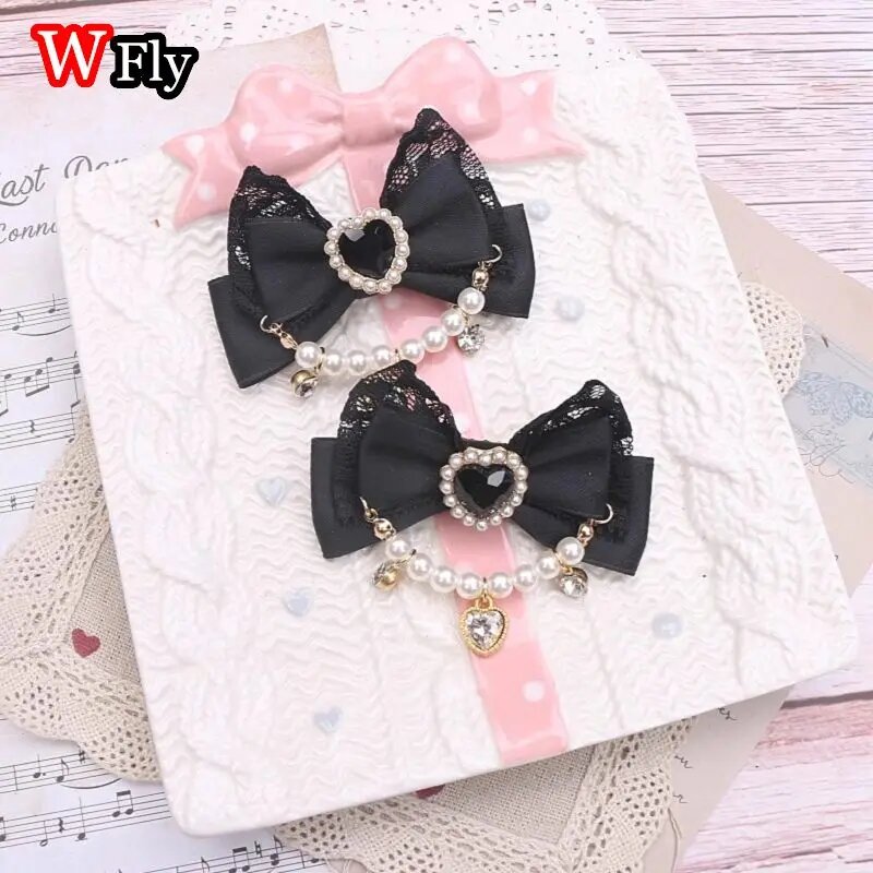 Заколка для волос Harajuku Love Y2K из искусственной кожи Черный, черный