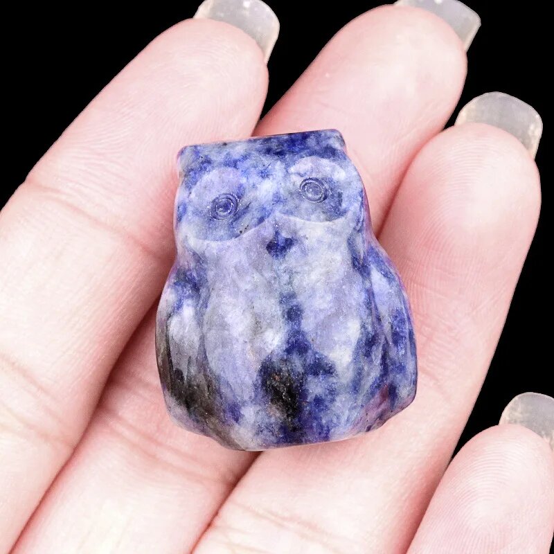 Хрустальная сова из розового кварца и аметиста Фиолетовый, White Dot Blue