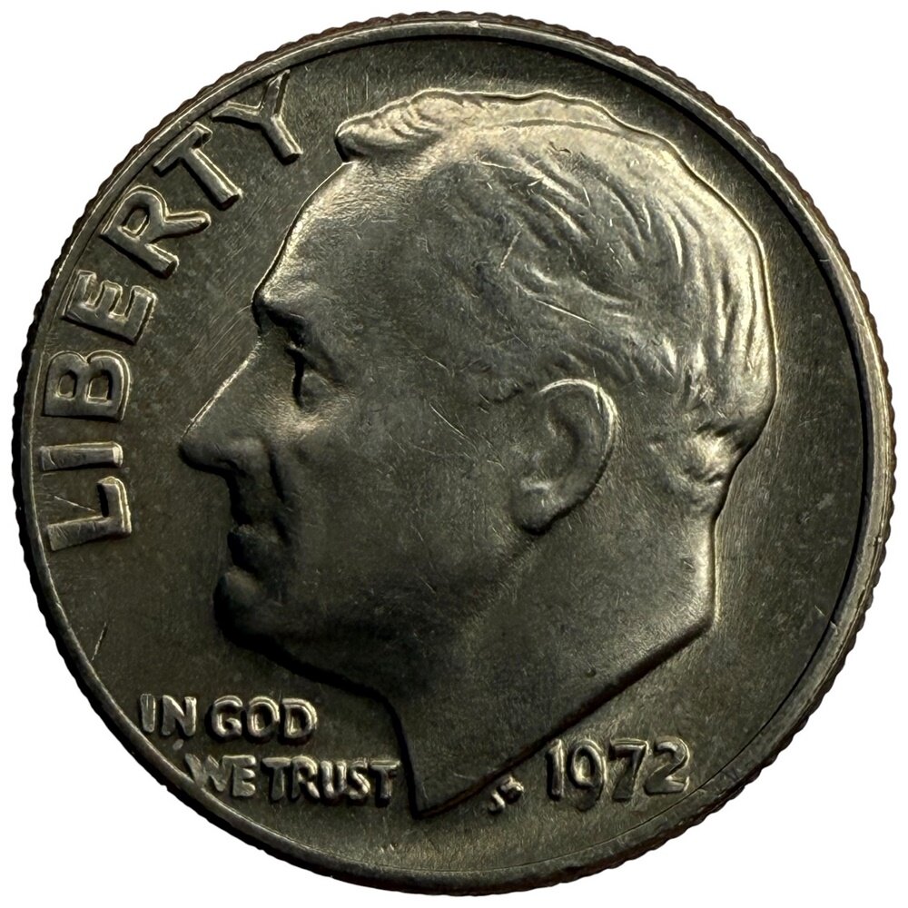 США 10 центов (1 дайм) 1972 г. (Dime, Рузвельт)