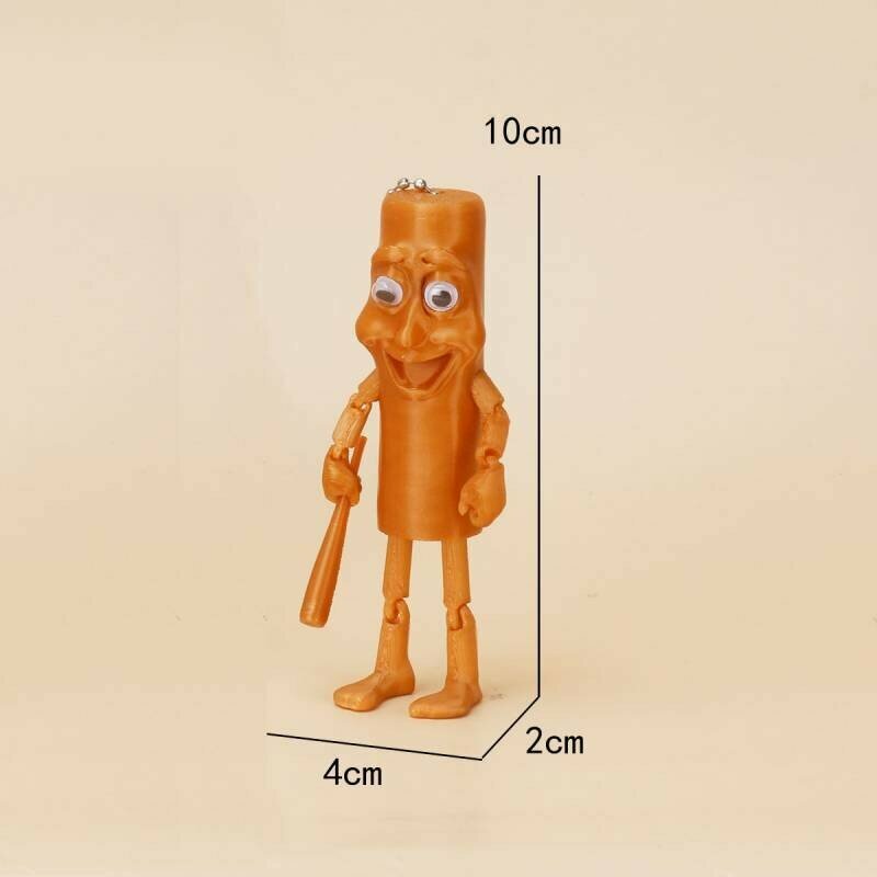 Mythological shark and stick figure 3d printed plastic collectible figurine set for home decor orange