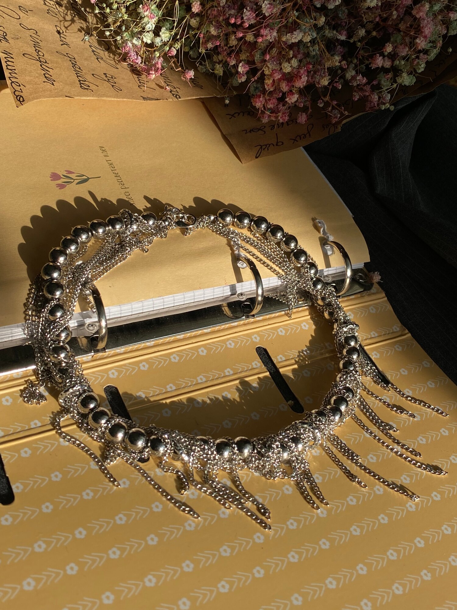 Колье, горный хрусталь, гематит