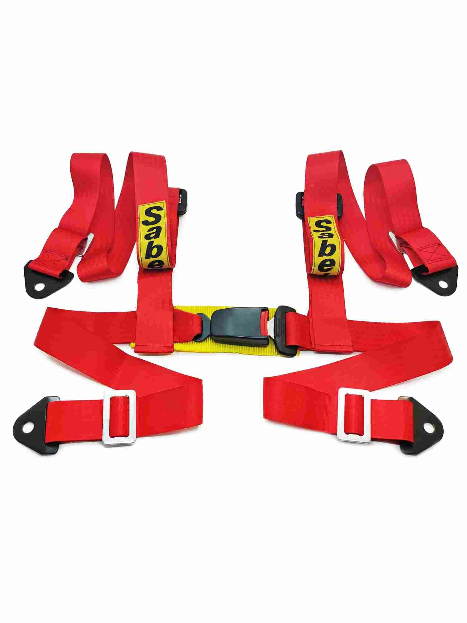 Ремень безопасности «SABELT» (4-х точечный) стандартный крепеж (красный) belais #21668