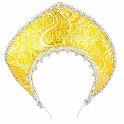 Карнавальный ободок КНР Кокошник Узоры, золотой, 23х20 см