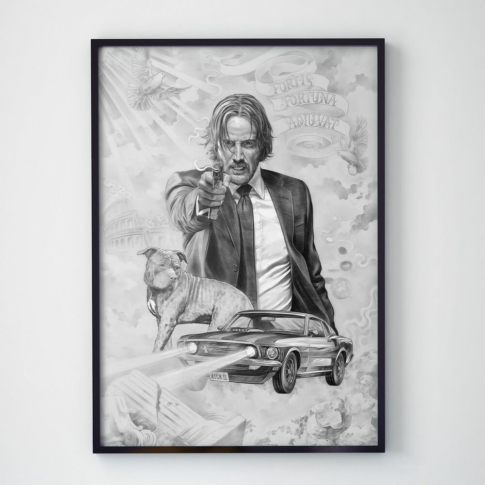 Плакат, постер John Wick, Джон Уик на бумаге, размер 21х30см