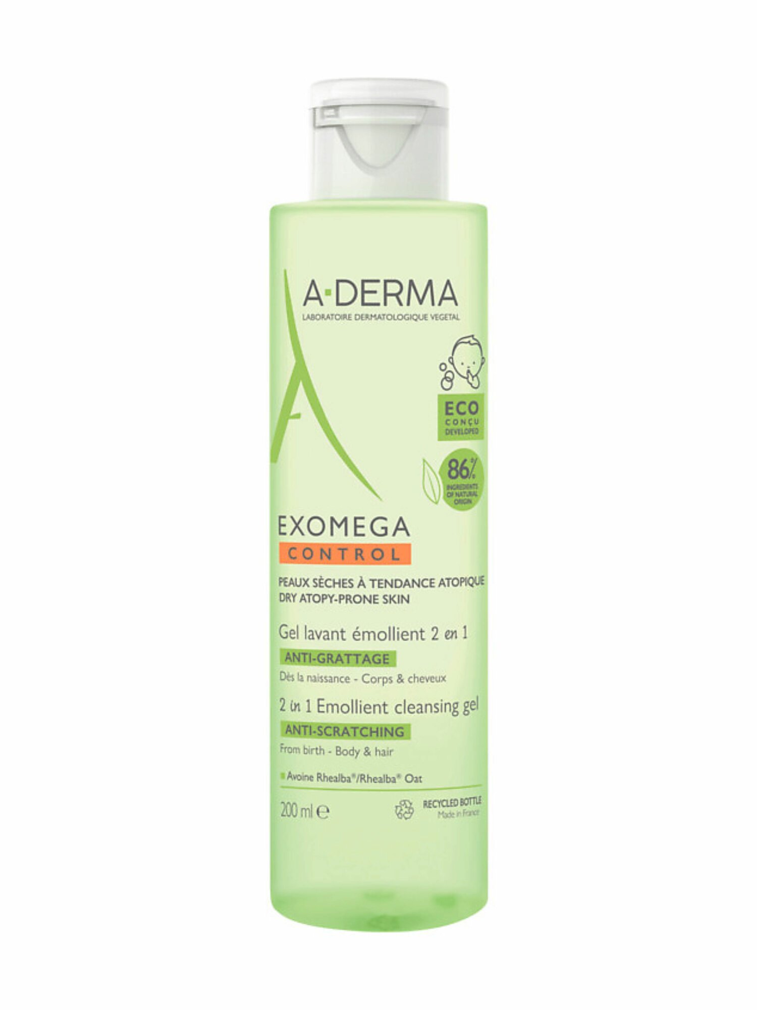 A-DERMA Очищающий гель для тела и волос Exomega Control (200 мл)