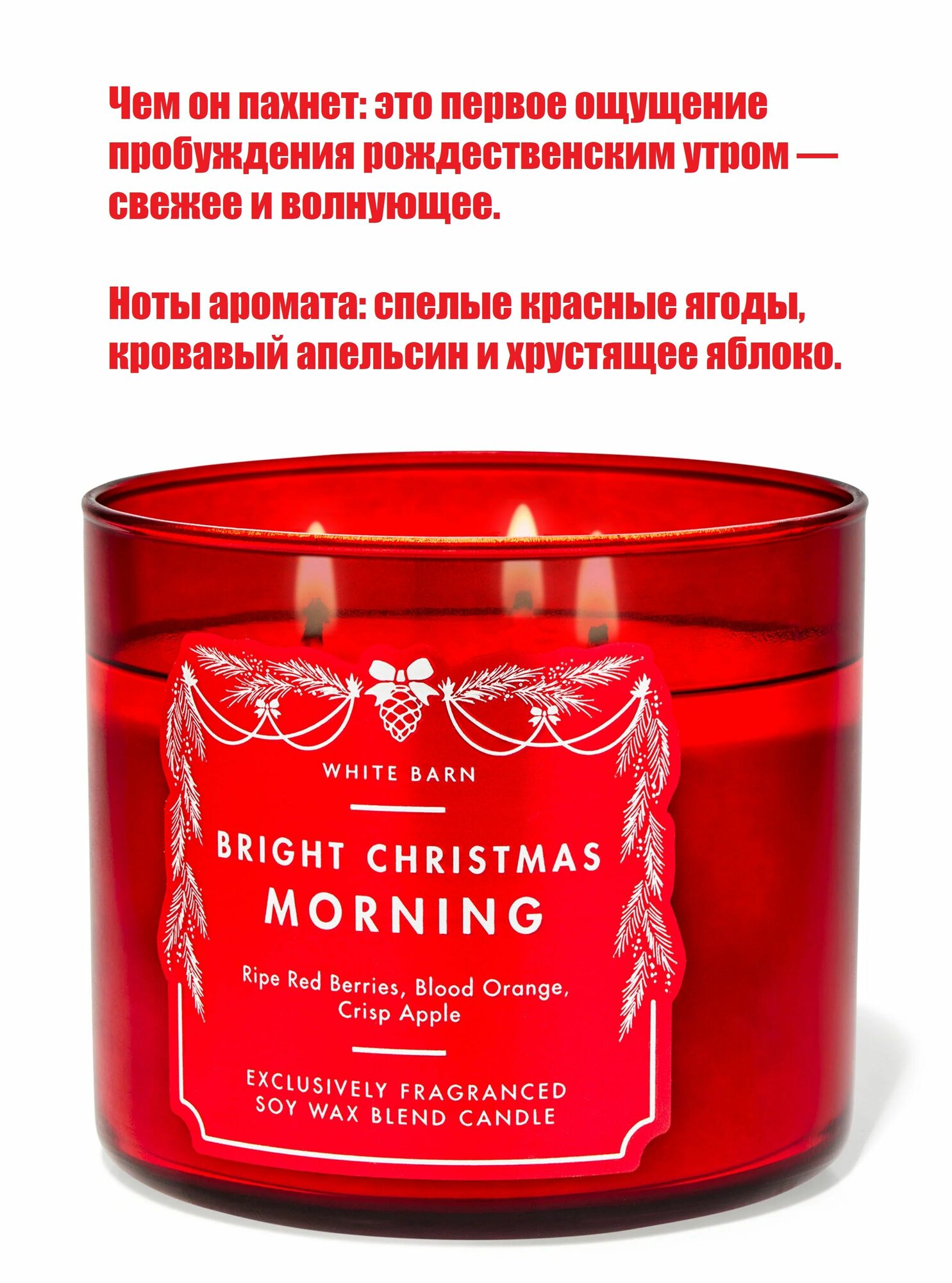 Bath and Body Works свеча ароматическая с 3-мя фитилями Bright Christmas Morning (411 грамм)