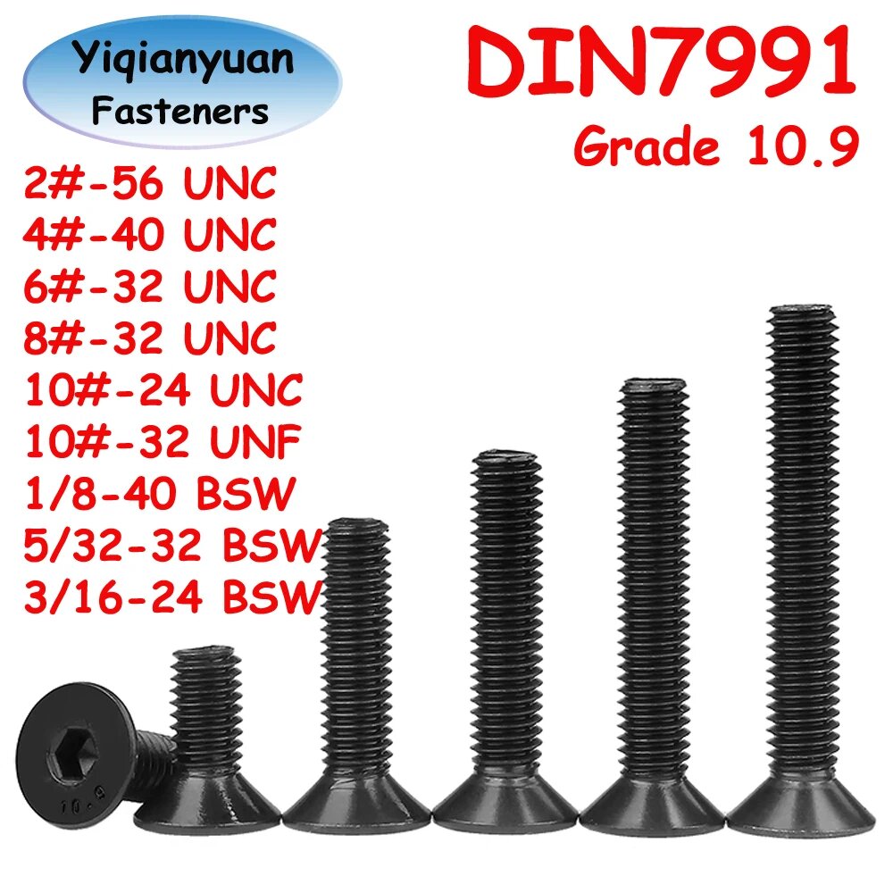 Винты с потайной головкой 6-32 UNC 1-1/4" (20шт) DIN7991 10.9