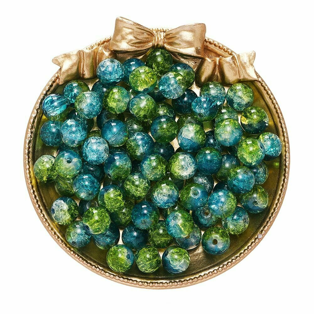 Бусины стеклянные Кракле размер 10 мм, 20 шт.=v=