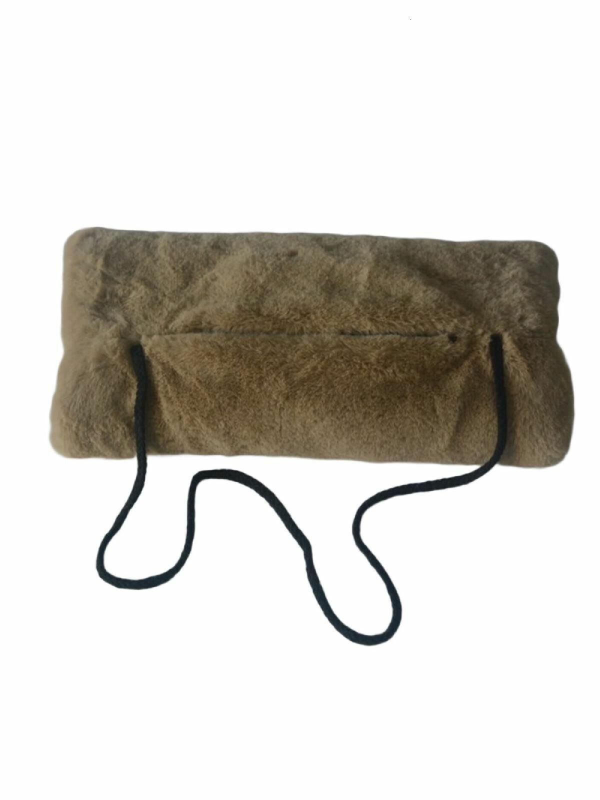 Муфта для рук из искусственного меха для взрослых Зимние теплые меховые муфты для рук со шнурком и карманом на молнии Практичные грелки для рук для ежедневного использования, Цвет Хаки