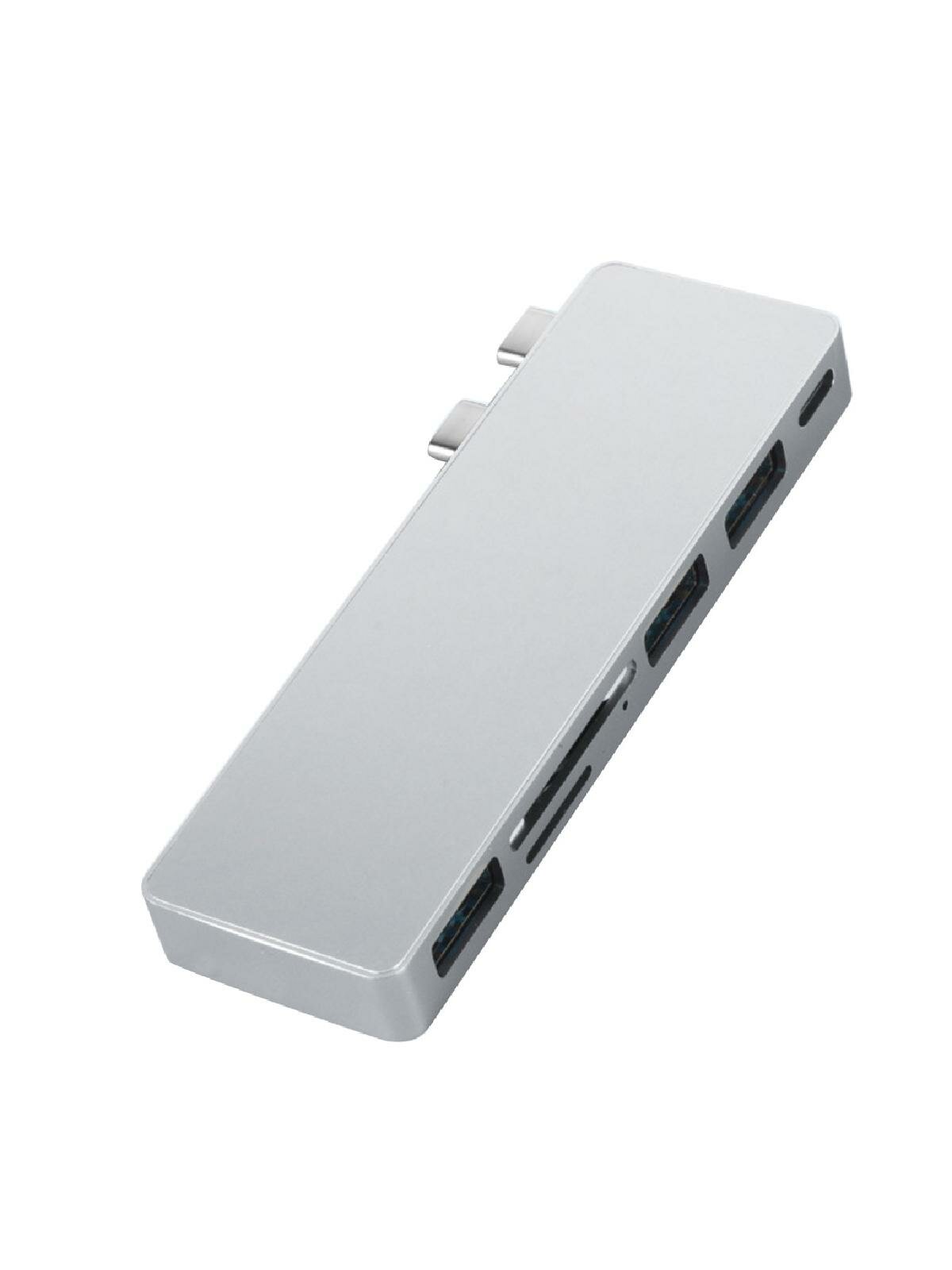 Intelligent Dual Type-c Docking Station Hub Fast Charging 6 in 1 USB3.0 Ports for Macbook Pro 2020 13 15，for MacBook Air