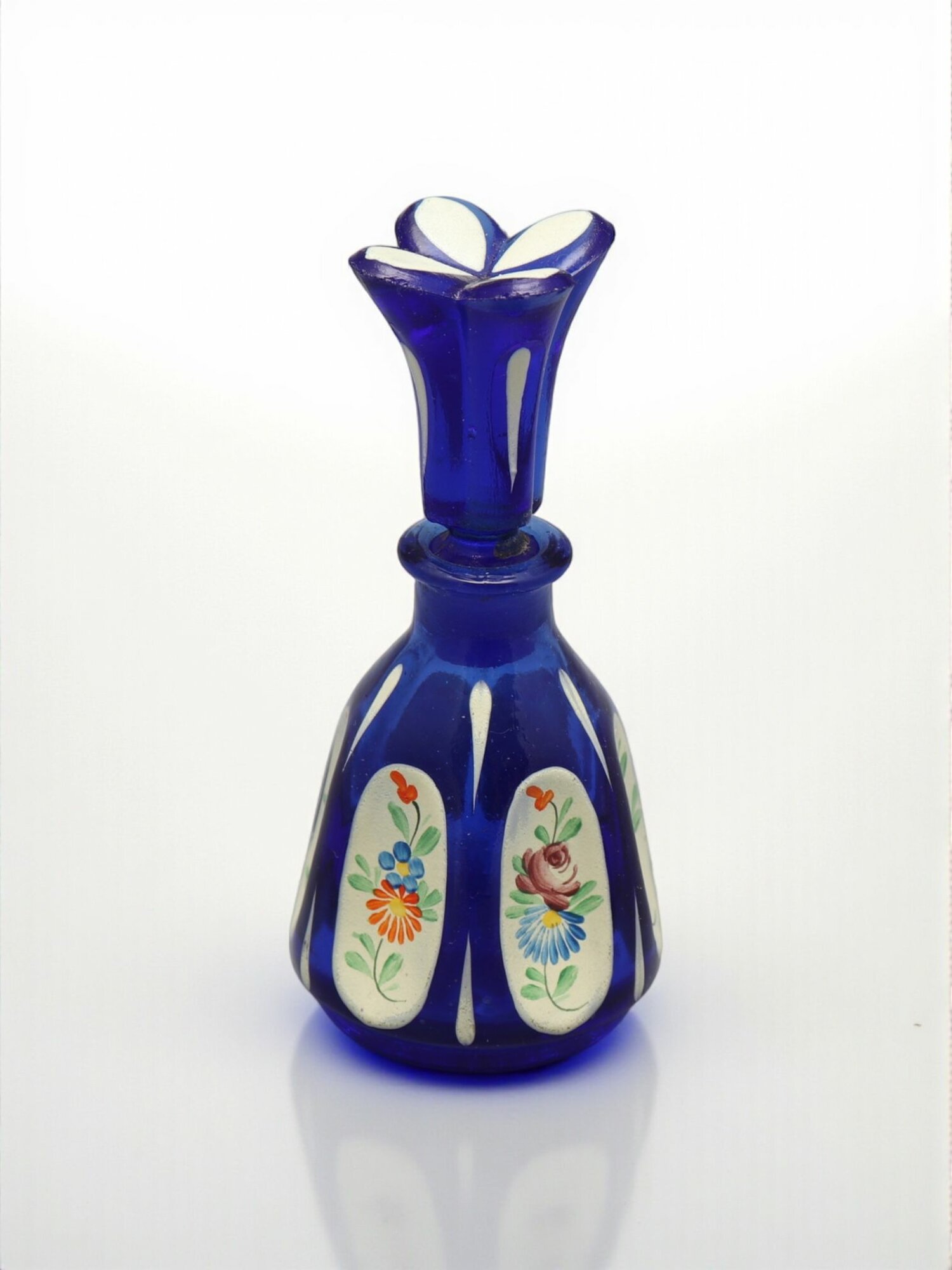 Антикварный флакон для духов, кобальтовое стекло, Франция, конец XIX века