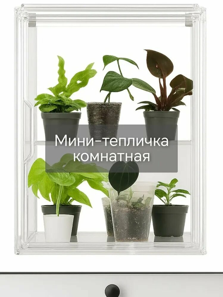 Мини-теплица из сборного пластика с дверцей и съемной полкой36CM*27CM*22CM