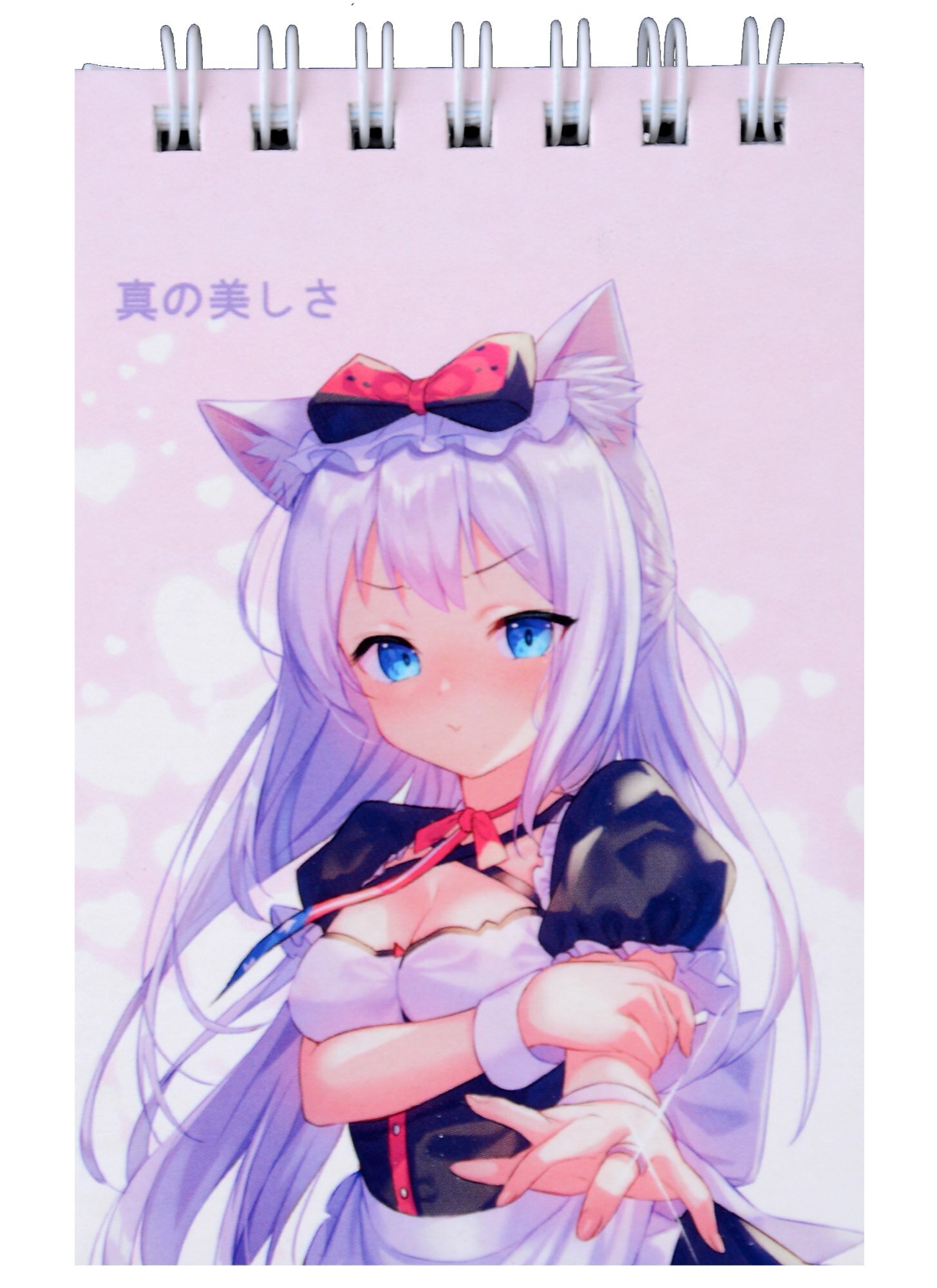 Блокнот А7 60л кл. "Аниме. Девушка с ушками (Сёдзё) (цветная)" спираль, УФ лак