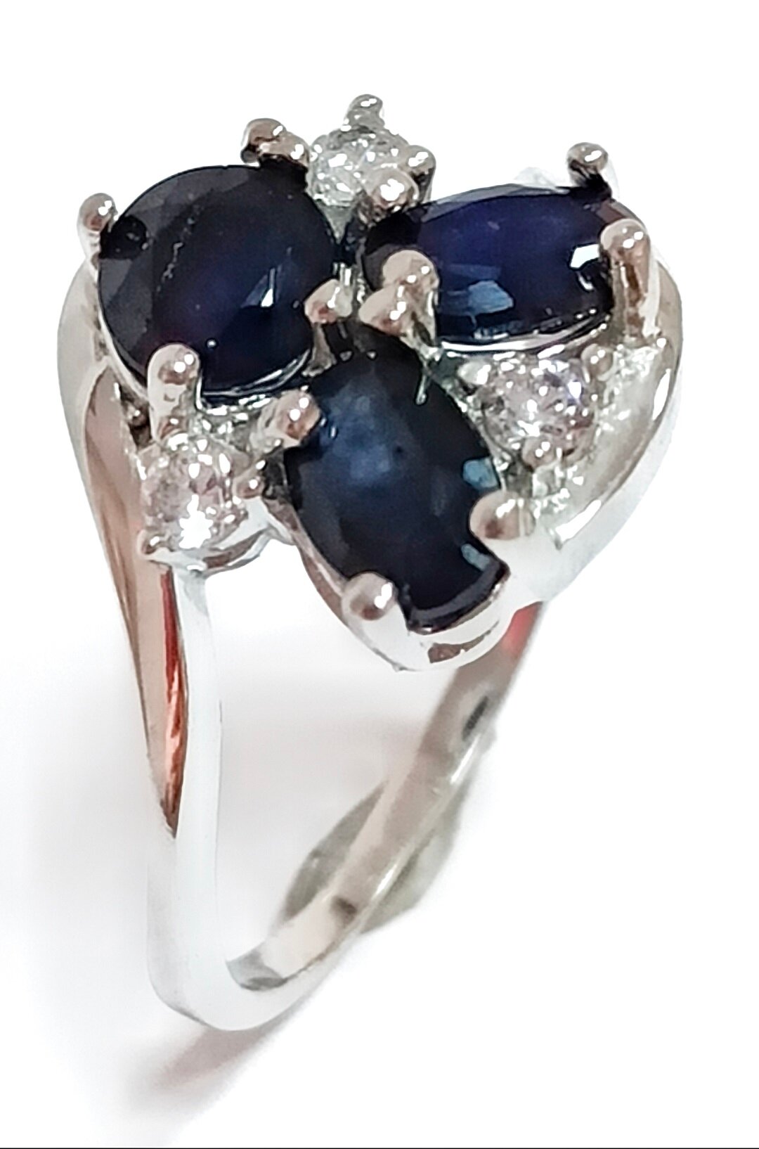 Кольцо Эстерелла, серебро, 925 проба, родирование, фианит, сапфир