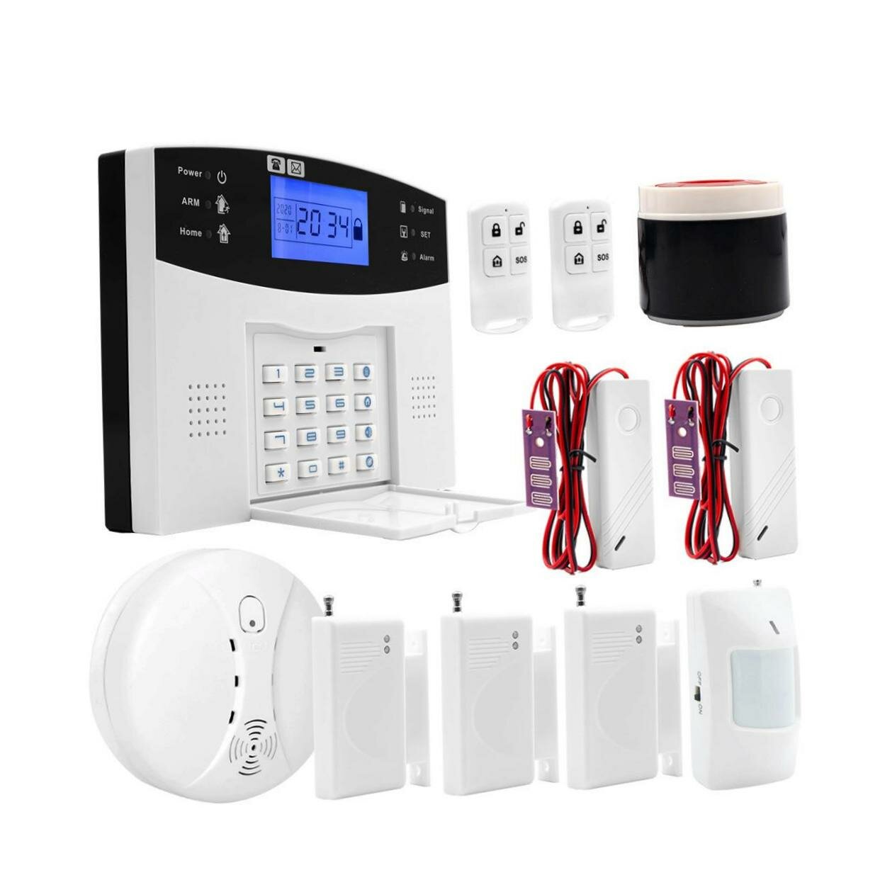 Набор: беспроводная пожарно-охранная GSM / 4G сигнализация Strazh-GSM Signal 10 (GSM) (I30479KOM) с 10 разными датчиками в комплекте для загородного