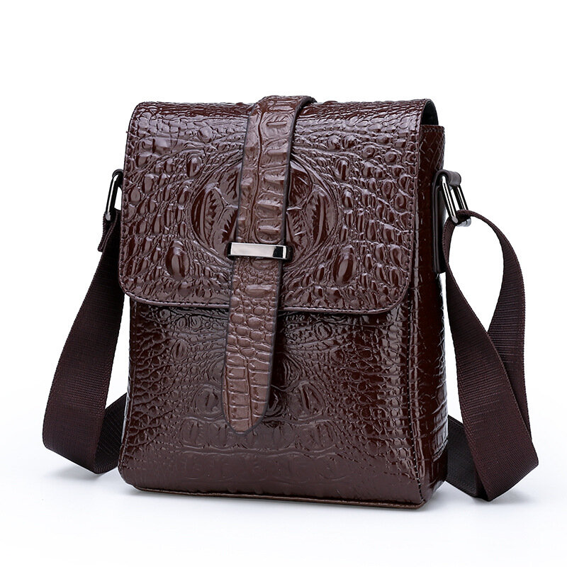 Sac messager en cuir pour homme, элегантный сакош на бандульере, мотив «крокодил», миниатюрный сакош, темно-бордовый