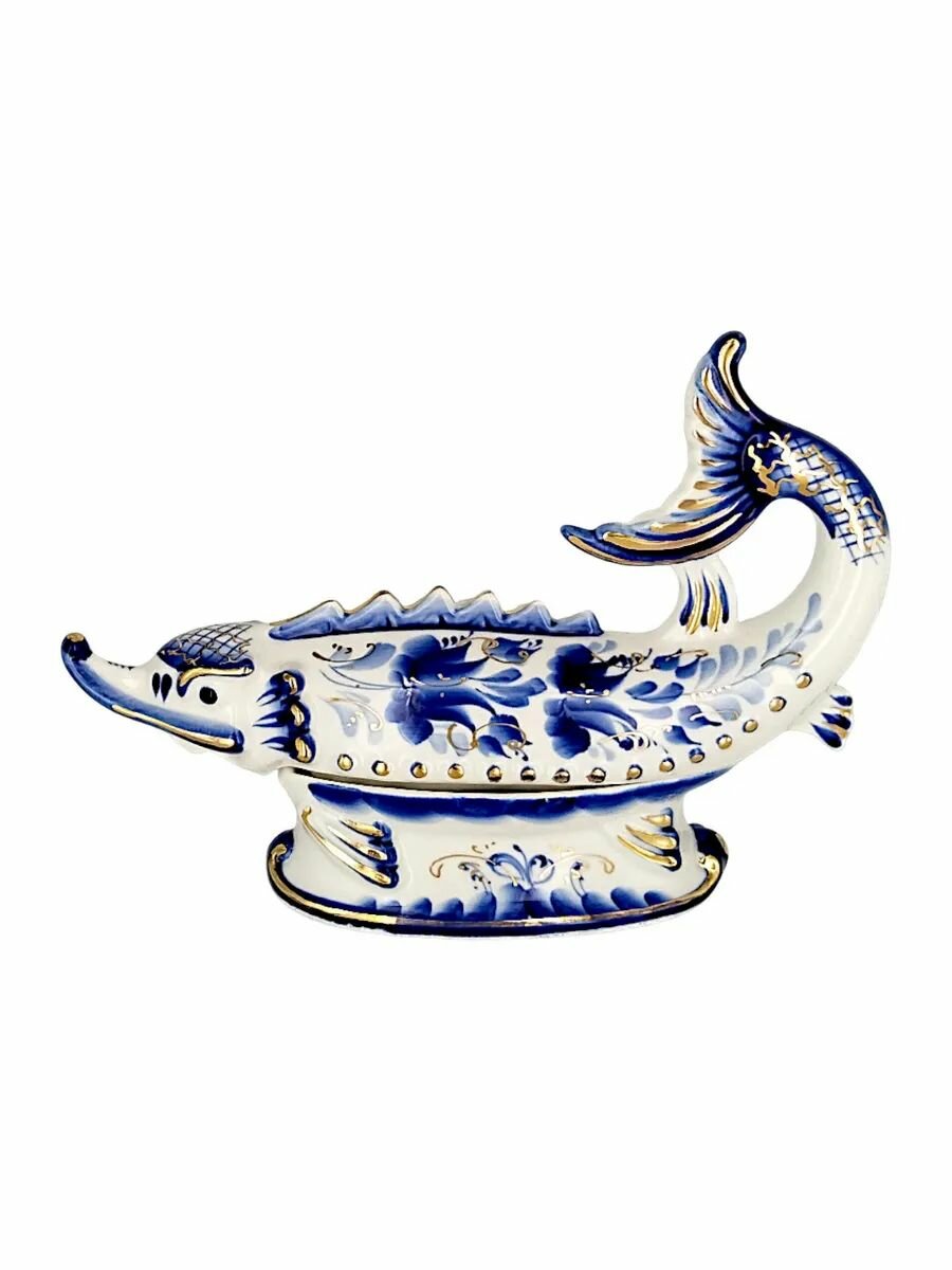 Икорница "Осетр" 50мл 210х60х150мм кобальт в золоте