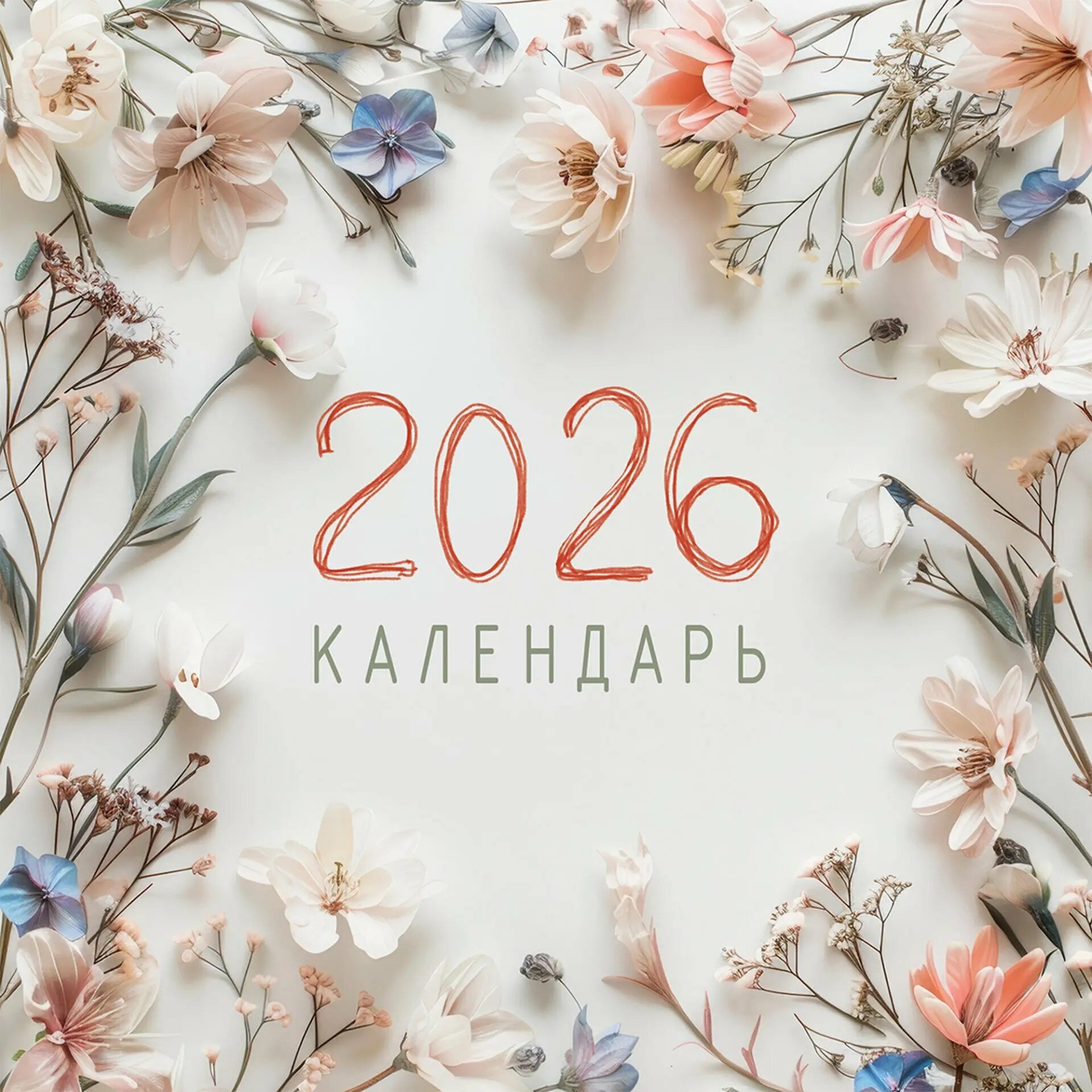 Календарь 2026г 320*320 "Цветы. 1" настенный, на спирали