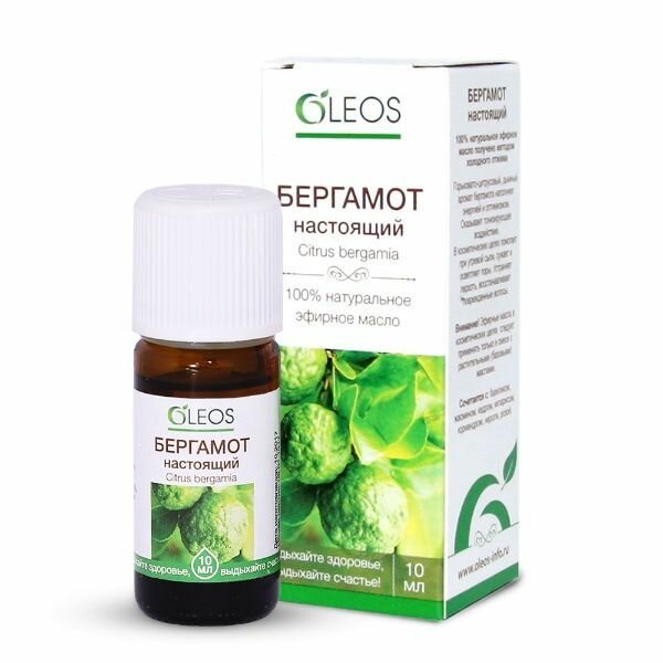 Эфирное масло Oleos "Бергамот настоящий", 100% натуральное, 10 мл