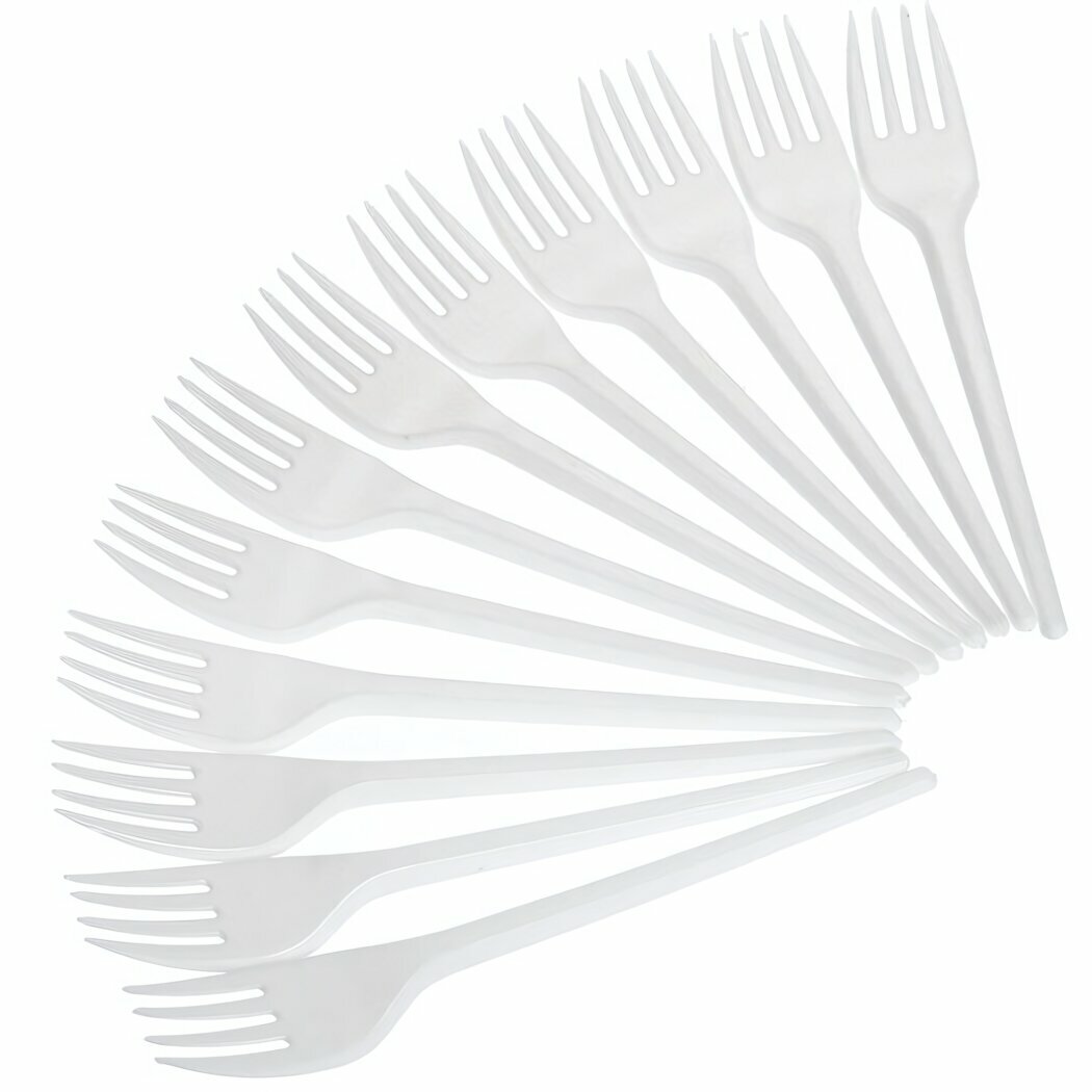 Вилки одноразовые белые, 100шт