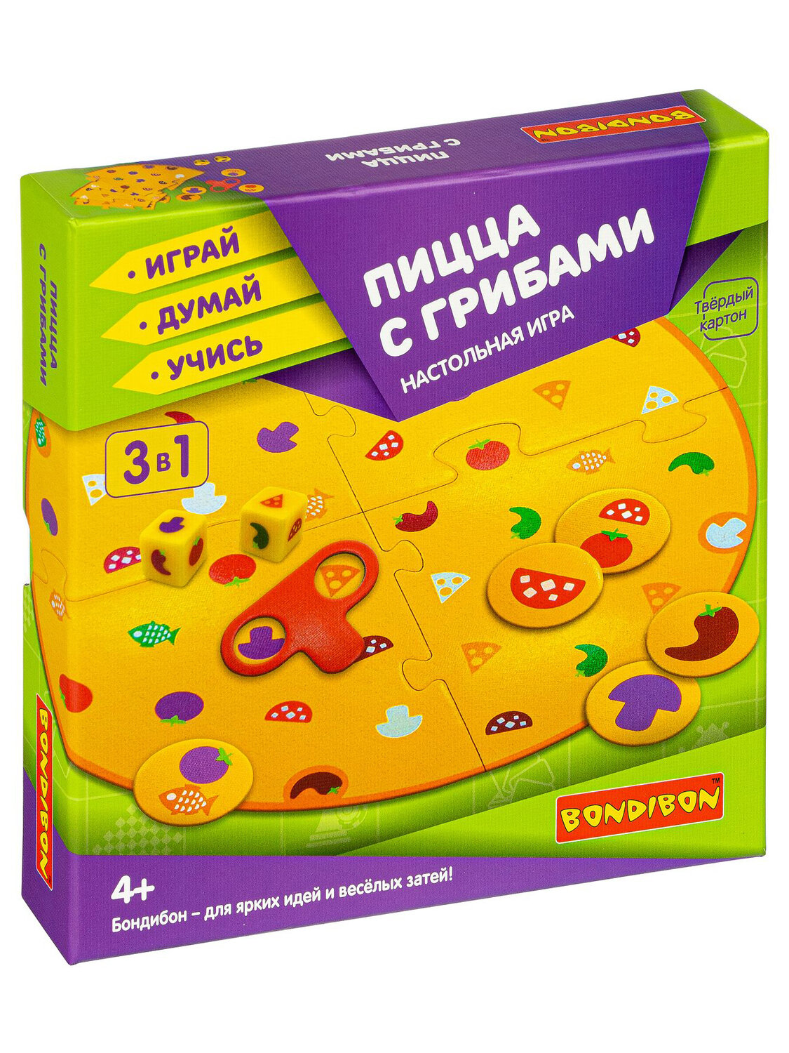 Развивающая настольная игра пицца С грибами Bondibon развлекательная игрушка конструктор с кубиками готовим пиццу / Подарок для детей от 4 лет