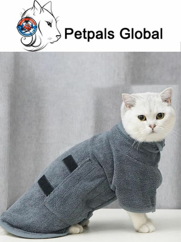 Полотенце халат для собак быстрое впитывание мягкий хлопок застёжка липучка после купания согревает и сохраняет чистоту