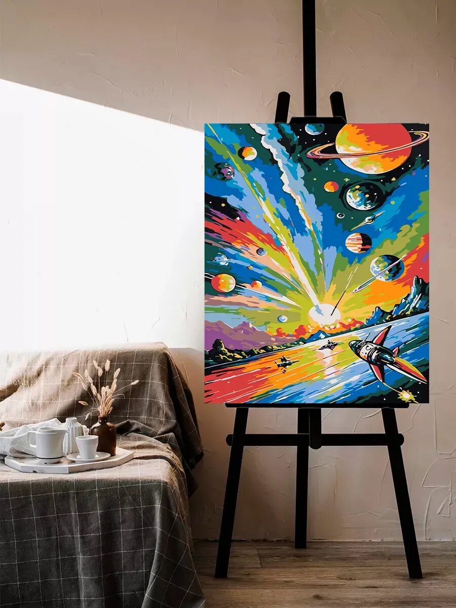 Картина по номерам Абстракция Космос Планета Ракета