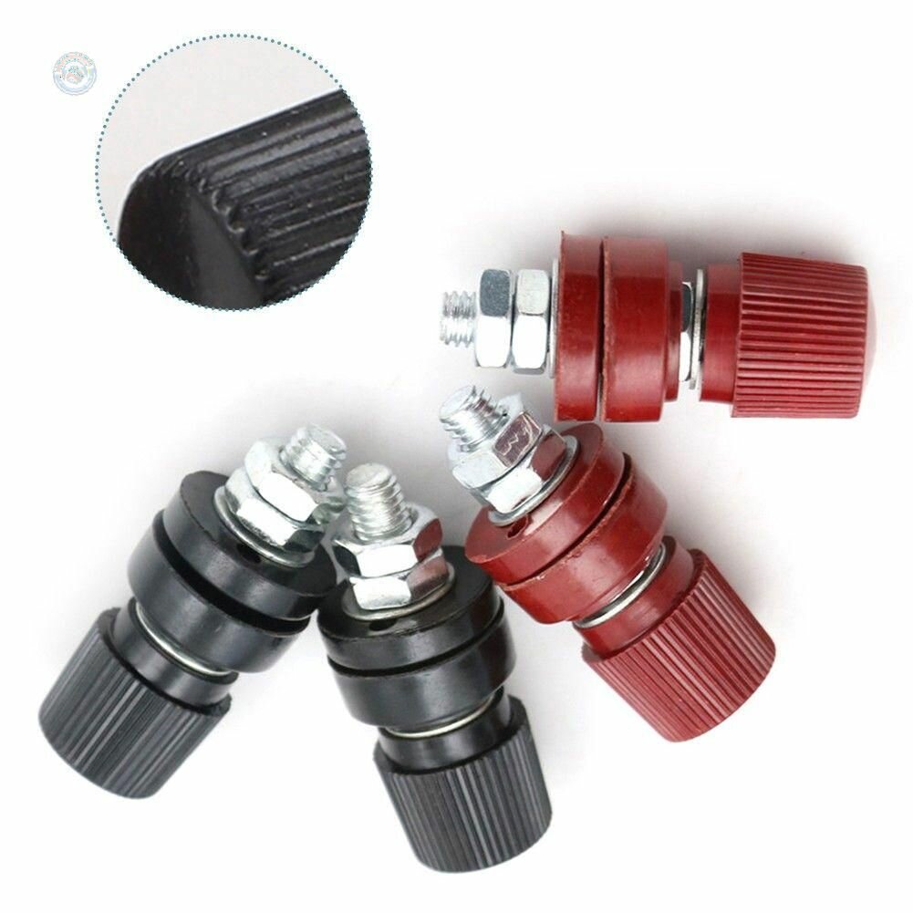 Комплект клеммных соединителей для кабель-каналов, латунные батарейные колодки 6 мм, универсальные клеммы для аккумулятора автомобиля, лодки, солнечной панели, красный+черный, 4 шт