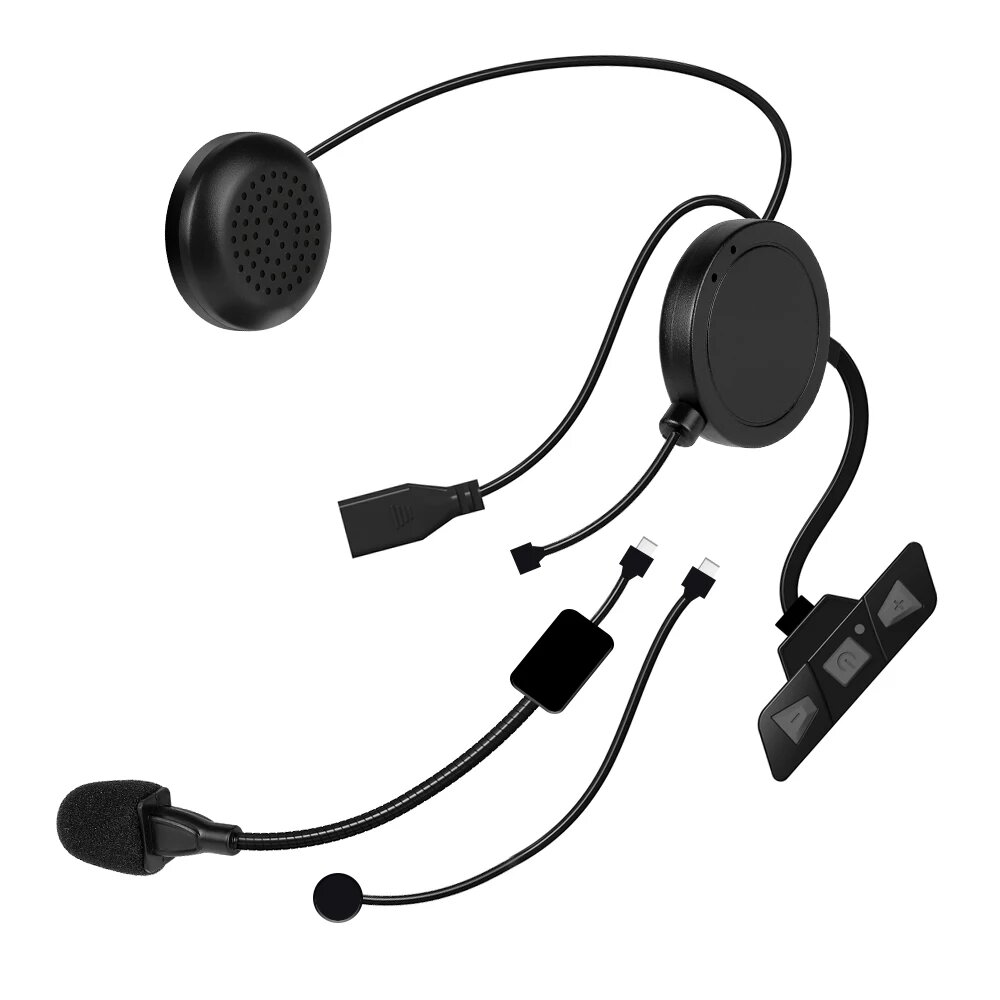 Bluetooth-гарнитура для мотоциклетного шлема с шумоподавлением и микрофоном, Черный