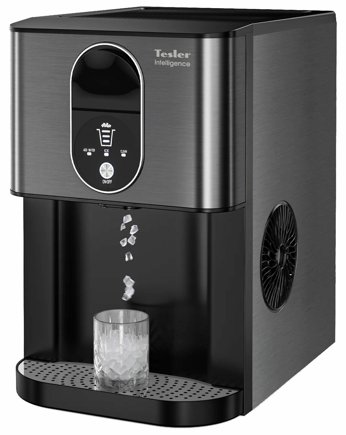 Льдогенератор Tesler ICM-2003, резервуар для воды 2.4 л, резервуара для льда 1.5 л, программа самоочистки, черный