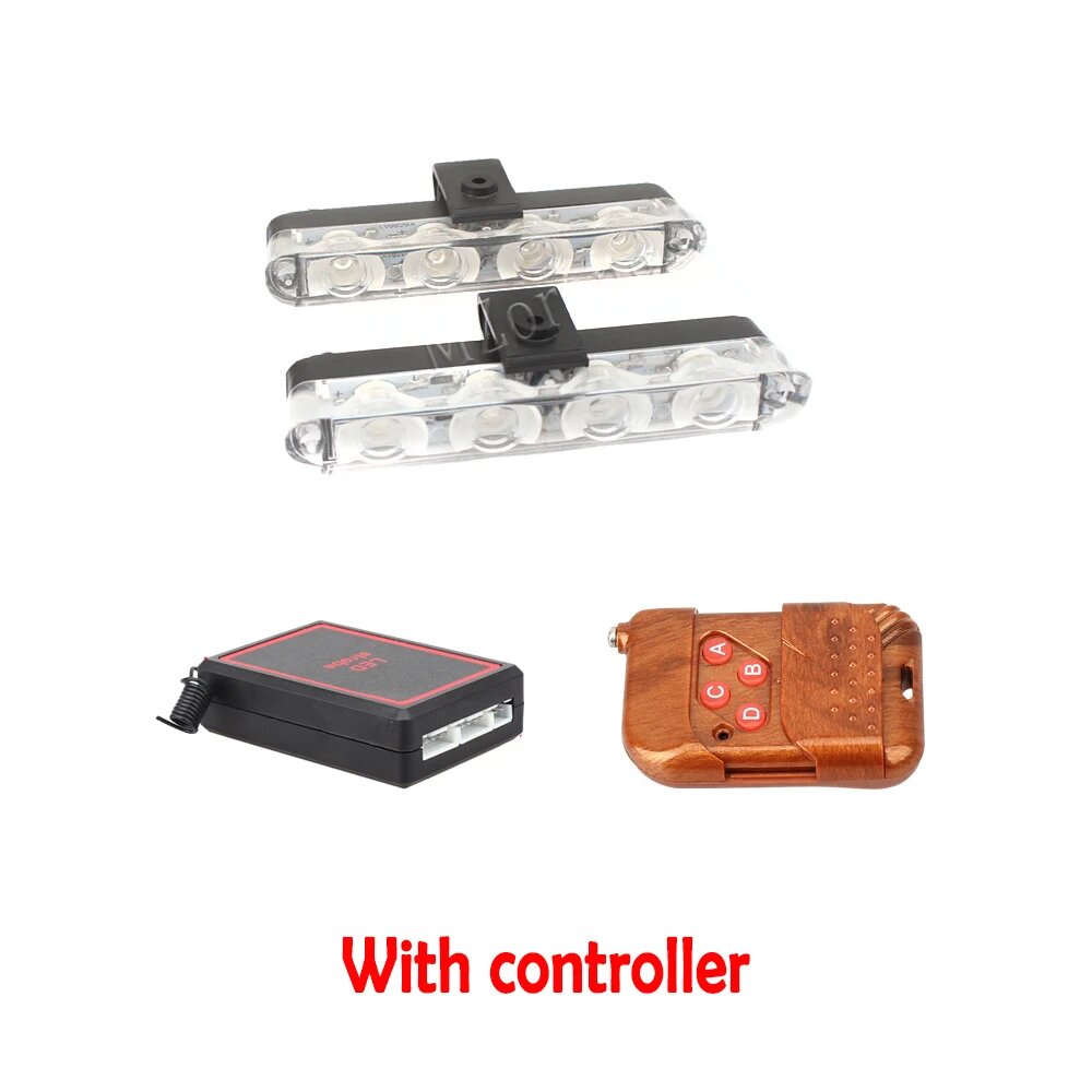 Полицейский свет, светодиодный беспроводной пульт дистанционного управления скорой помощи, мигалка, автомобильный стробоскоп, предупреждение, аварийный внешний свет, With controller, 1 Red 1 Blue